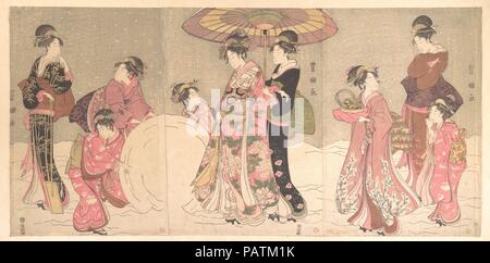 Courtesans and Attendants Making a Giant Snowball 1914 by Utagawa ...