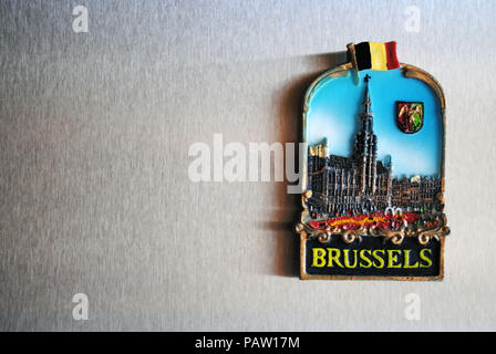 The Grand Place in Brussels depicted on a fridge magnet Stock Photo - Alamy