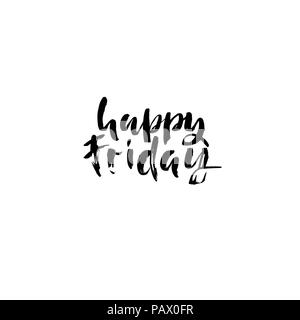 Happy friday. Dry brush lettering. Modern calligraphy. Ink vector ...