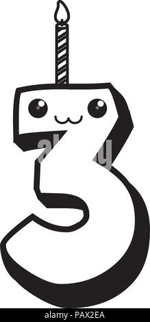 cute number three icon over white background, vector illustration Stock ...