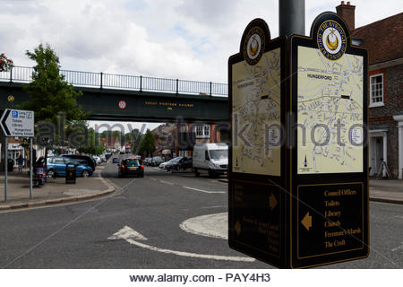 Town street map and information board on high street Stock Photo - Alamy