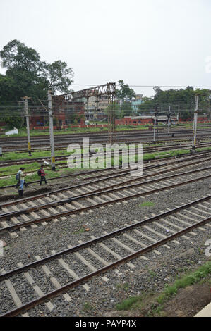 Railway track at Naihati junction railway station, West Bengal, India ...