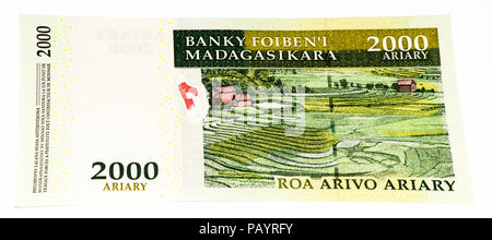 2000 Malagasy ariary bank note of Madagascar. Malagasy ariary is the ...