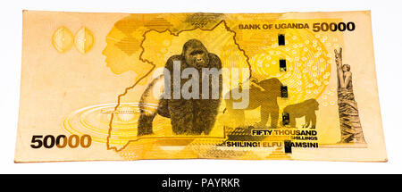 50000 Ugandan shillings bank note. Ugandan shilling is the national ...