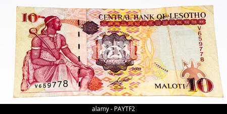10 Lesotho loti bank note. Lesotho loti is the national currency of ...