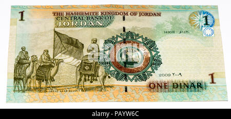 1 Jordanian dinar bank note. Jordanian dinar is the national currency ...