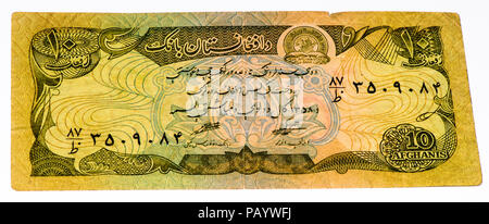 10 afghani bank note. Afghani is the national currency of Afghanistan ...