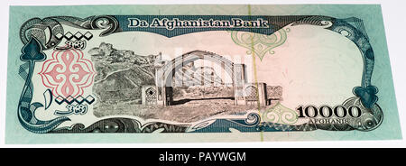 10000 afghani bank note. Afghani is the national currency of ...