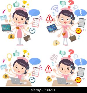 A set of Nurse women who perform multitasking in the office.There are ...