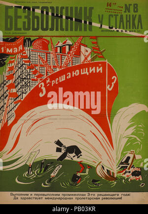 Soviet Propaganda Magazine Cover, Bezbozhnik u Stanka (Atheist at his ...