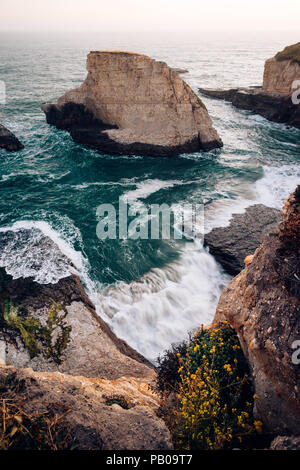 The shark fin rock formation in Davenport, California Stock Photo - Alamy
