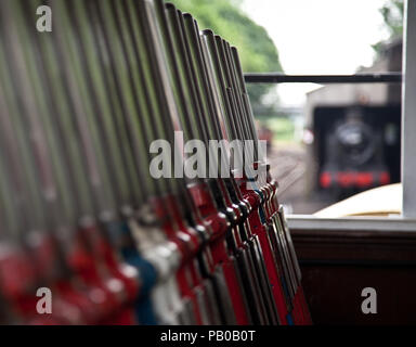 Railway, steam railway, signal box, signals, nostalgia, red sky ...