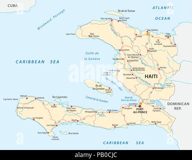 Haiti political map with capital Port-au-Prince. Caribbean republic ...