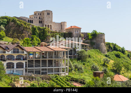 Kruja, Albania- 24 June 2014: View from Kruja castle of old town in ...