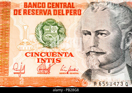 50 intis bank note. Inti is the former currency of Peru Stock Photo - Alamy