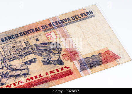 50000 intis bank note. Inti is the former currency of Peru Stock Photo ...