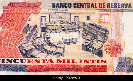 50000 intis bank note. Inti is the former currency of Peru Stock Photo ...