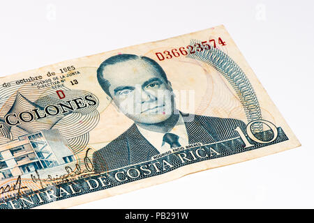 10 Costa Rican colones bank note. Colones is the national currency of ...