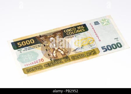 5000 Costa Rican colones bank note. Colones is the national currency of ...