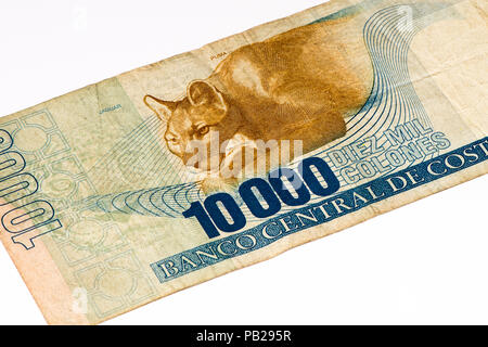 10000 Costa Rican colones bank note. Colones is the national currency ...