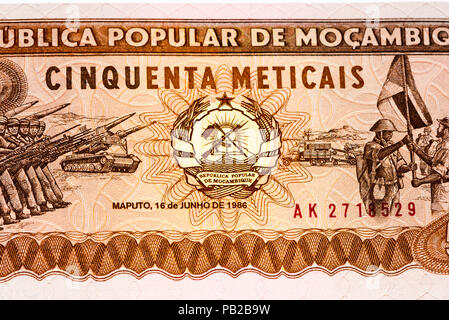 50 Mozambican metical bank note. Mozambican metical is the national ...