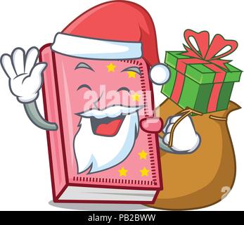 Santa with gift mascot note paper with bookmark vector illustration ...