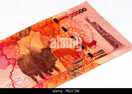 20000 Ugandan shillings bank note. Ugandan shilling is the national ...