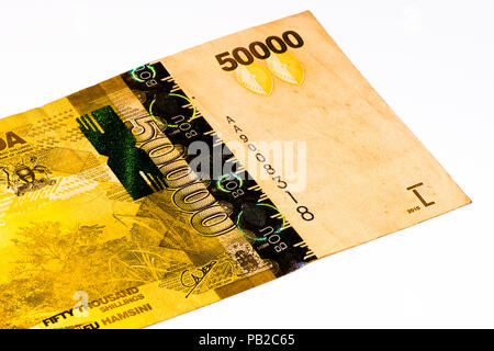 50000 Ugandan shillings bank note. Ugandan shilling is the national ...