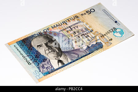 50 Mauritian rupees bank note. Mauritian rupee is the main currency of ...
