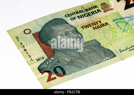 20 Nigerian naira bank note. Nigerian naira is the main currency of ...