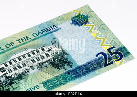 25 Gambian dalasi bank note. Gambian dalasi is the national currency of ...