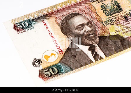 50 Kenyan shillings bank note of Kenya. Kenyan shilling is the national ...