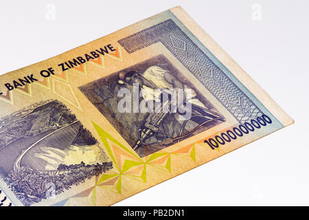 10000000000 (Ten billion) Zimbabwe dollars bank note. One of manny ...