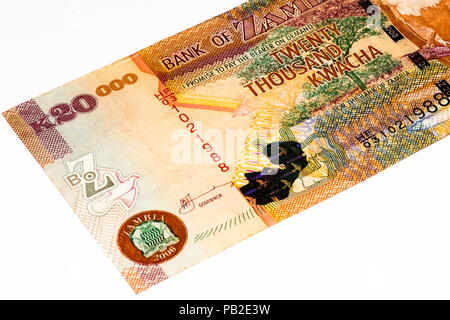 20000 Zambian kwach bank note. Zambian kwacha is the national currency ...