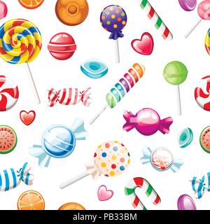 Cartoon sweets. Colorful caramel different types, sugar products ...