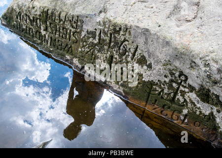 Decin, Czech Republic. 26th July, 2018. The Hunger Stone is seen in the ...