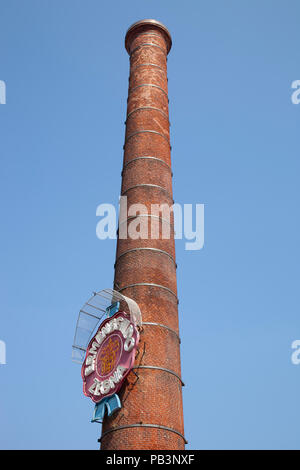 Historical chimney of the Wool Factory Ermenegildo Zegna with the ...