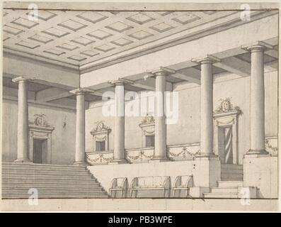 Palace or Villa Interior, Colonnaded Hall 1968 by Giovanni Larciani ...