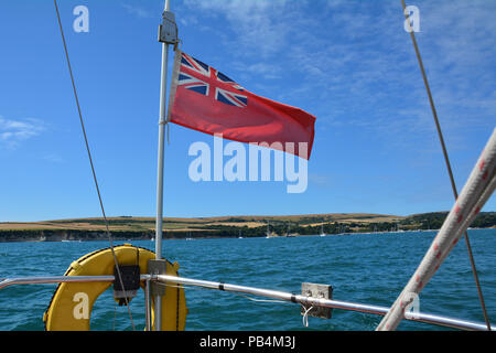 Red Duster, British Red Civil Ensign Flag in the Rigging of a Passanger ...