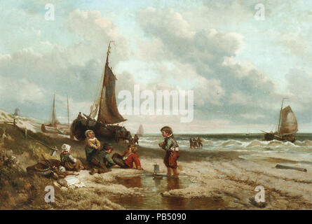 Kate Mari Ten - Playing on the Beach - Dutch School - 19th Century ...