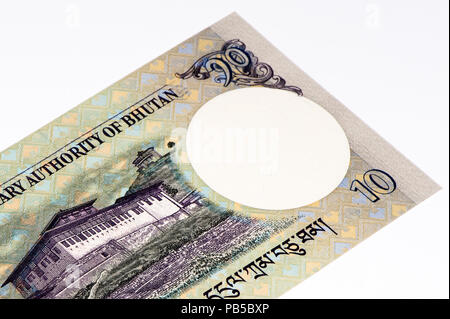 10 ngultrum bank note of Bhutan. Ngultrum is the national currency of ...