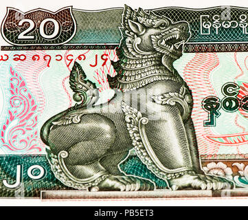 20 kyats bank note. Kyat is the national currency of Myanmar Stock ...