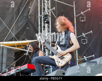 KIEV, UKRAINE - JULY 05, 2018: French extreme metal rock band Betraying ...