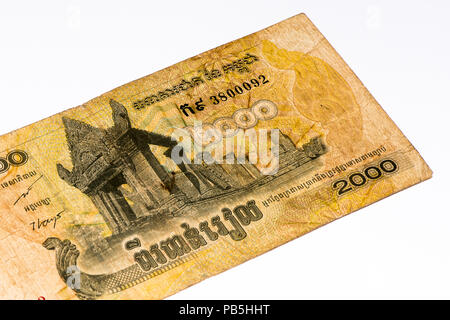 2000 Cambodian riels bank note. Riel is the national currency of ...