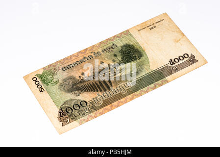 5000 Cambodian riels bank note. Riel is the national currency of ...