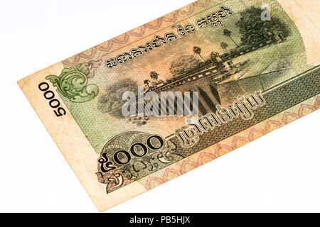 5000 Cambodian riels bank note. Riel is the national currency of ...