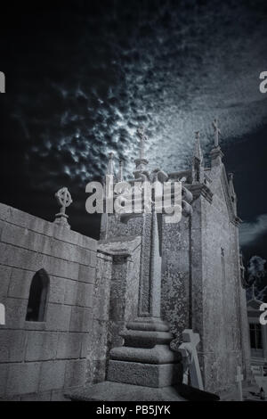 Infrared Black & White of old graveyard of tombs called McClelland ...