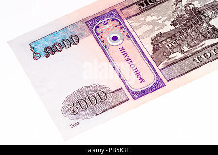 5000 togrog bank note. Togrog is the national currency of Mongolia ...