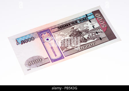 5000 togrog bank note. Togrog is the national currency of Mongolia ...