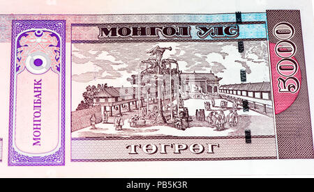 5000 togrog bank note. Togrog is the national currency of Mongolia ...